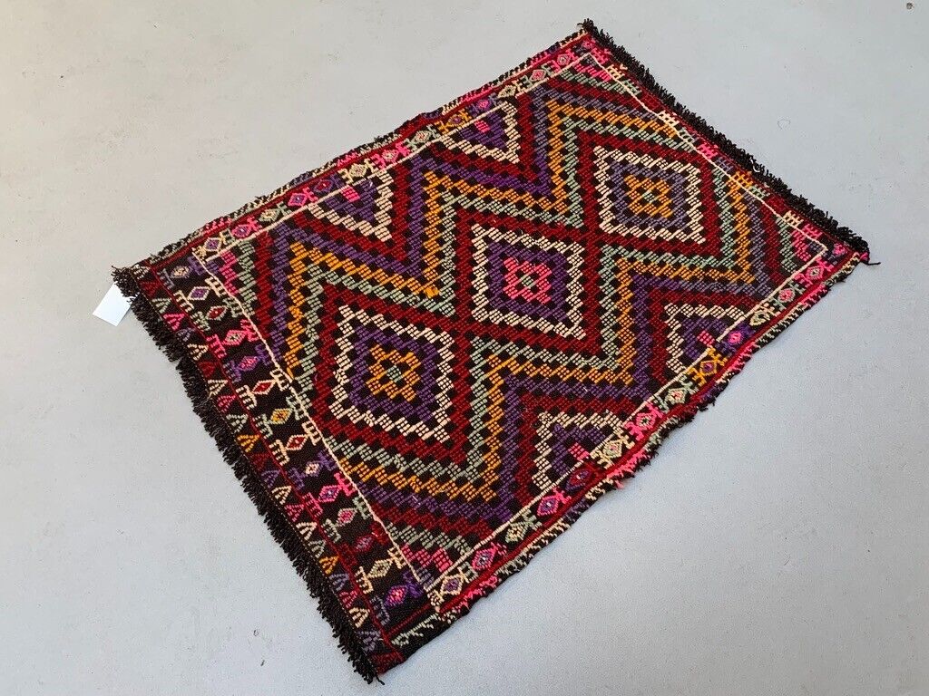 Vintage Turkish Mini Kilim 90x66 cm Wool Small Kelim Runner, shabby Ch ...